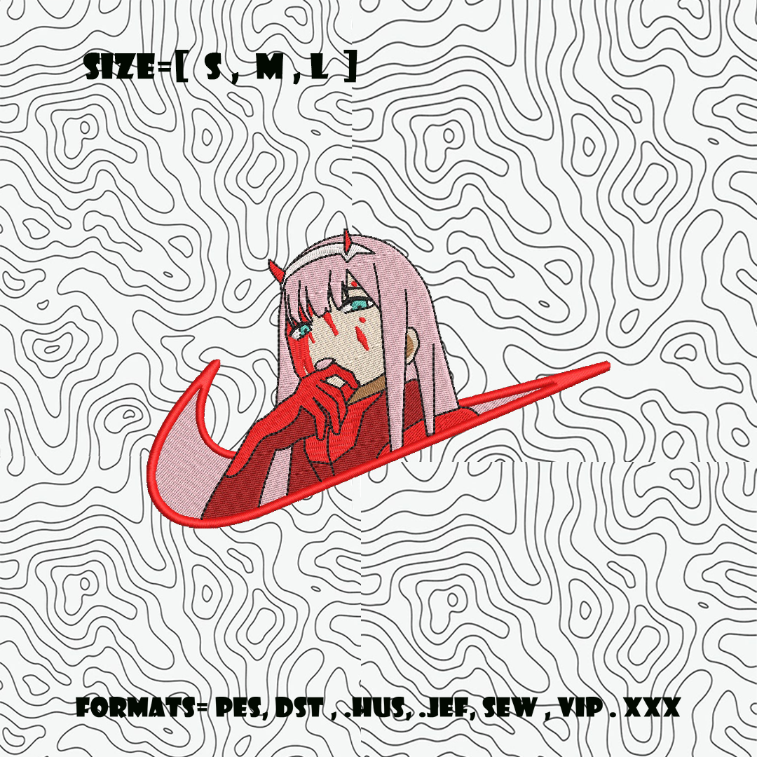 Swoosh x zero two embroidery design, Zero two Embroidery, An | Inspire ...