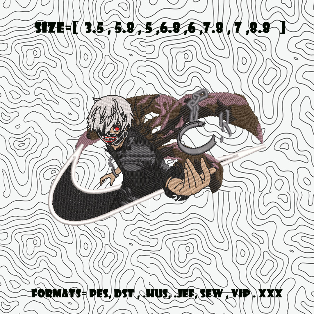 Ken Kaneki Embroidery Design File, Tokyo Ghoul Anime Embroid | Inspire ...