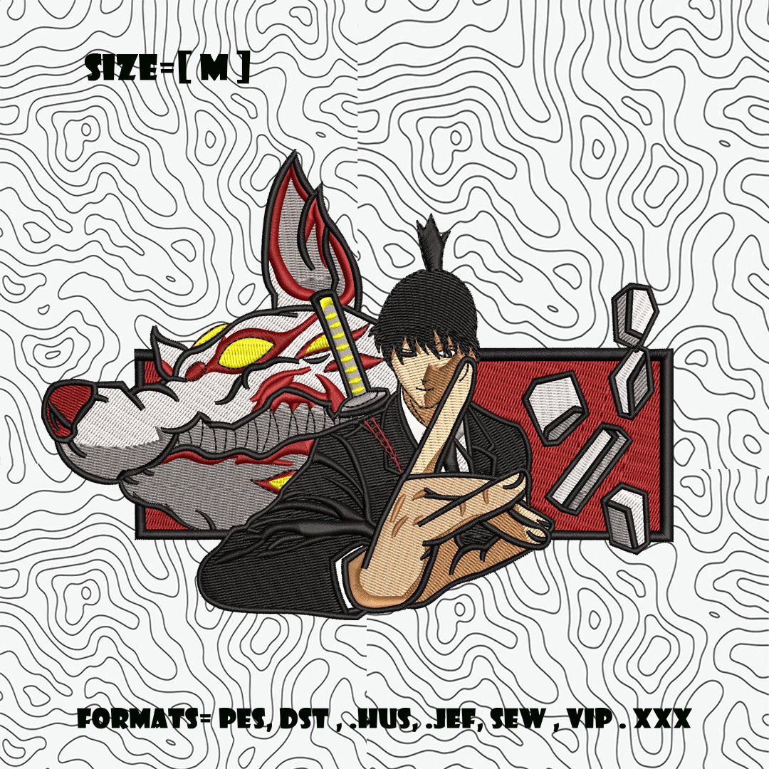 Aki Hand Kon Embroidery Design, Chainsaw Man Anime Embroider | Inspire ...