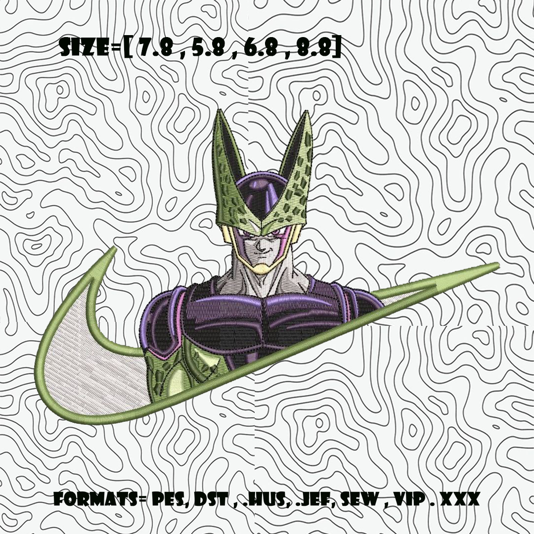Perfect Cell Embroidery Design File, Dragon Ball Anime Embro | Inspire ...