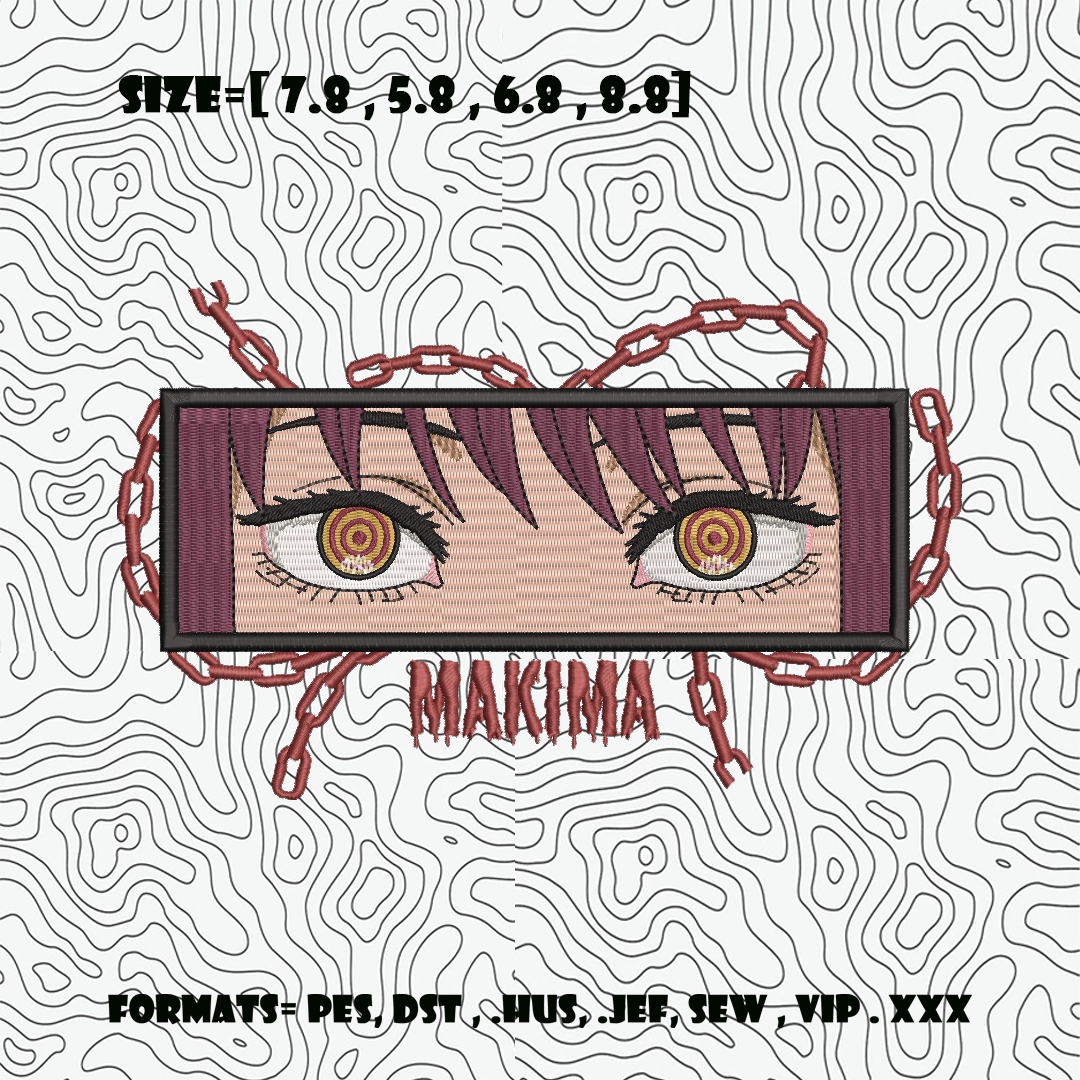 Makima eyes embroidery design, anime chainsaw man embroidery | Inspire ...