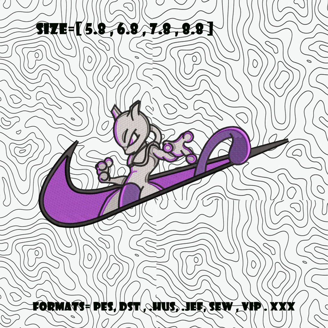 Swoosh mewtwo embroidery design, Nike design, Pikachu Embroi | Inspire ...