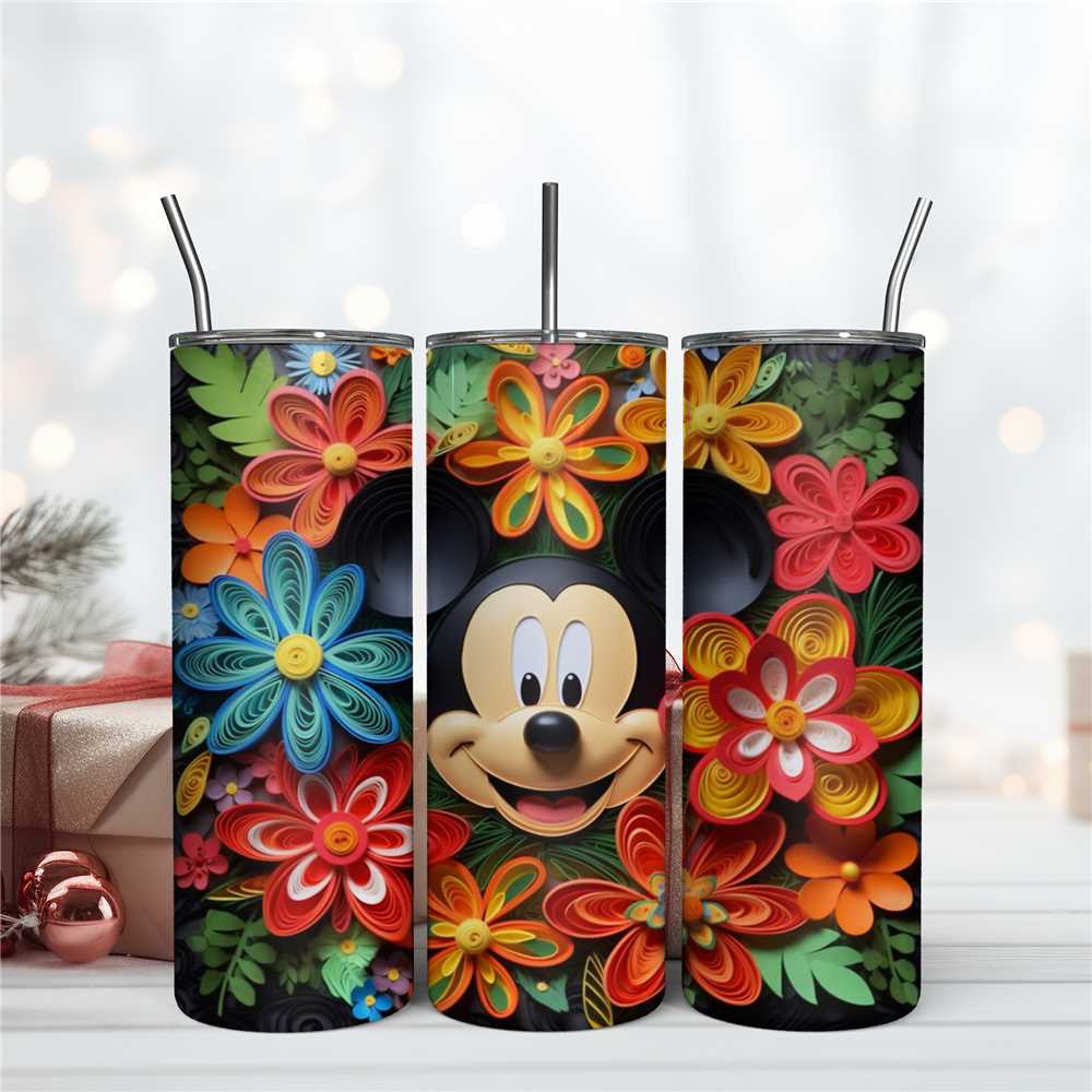 Mickey Mouse Flowers Retro Tumbler 20oz Digital File Png Mic | Inspire ...