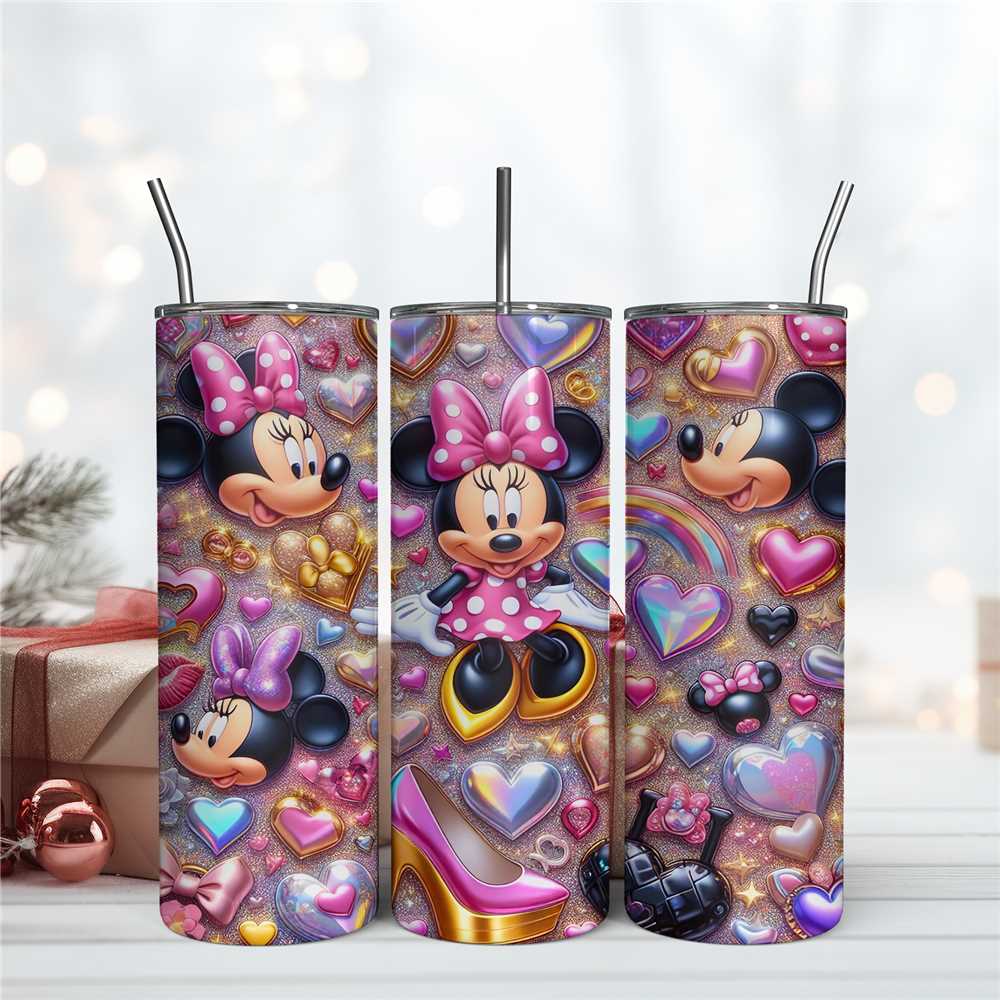3D Cartoon Minnie Mouse 20oz Skinny Tumbler PNG | Inspire Uplift