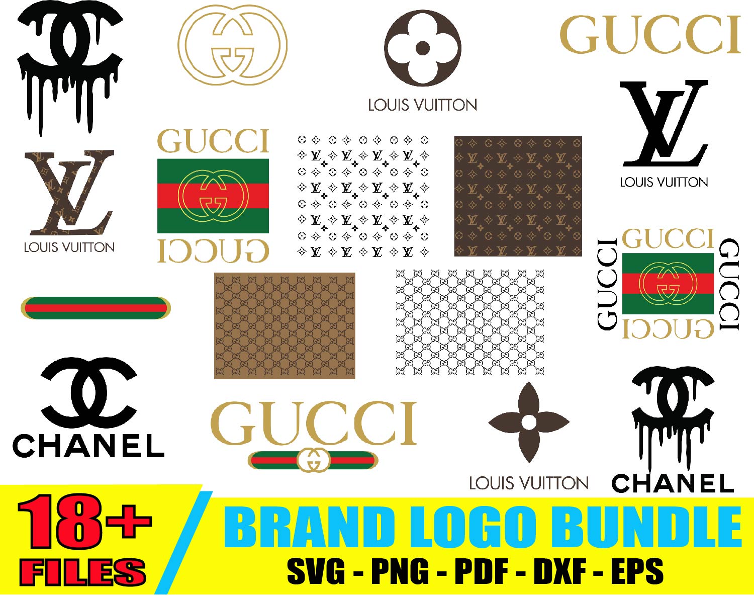 Gucci Logo Bundle Svg, Gucci Logo Svg, Luxury Brand Logo Svg | Inspire ...