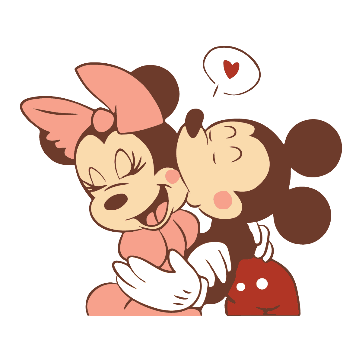 How To Draw Mickey Mouse And Minnie Mouse Kissing
