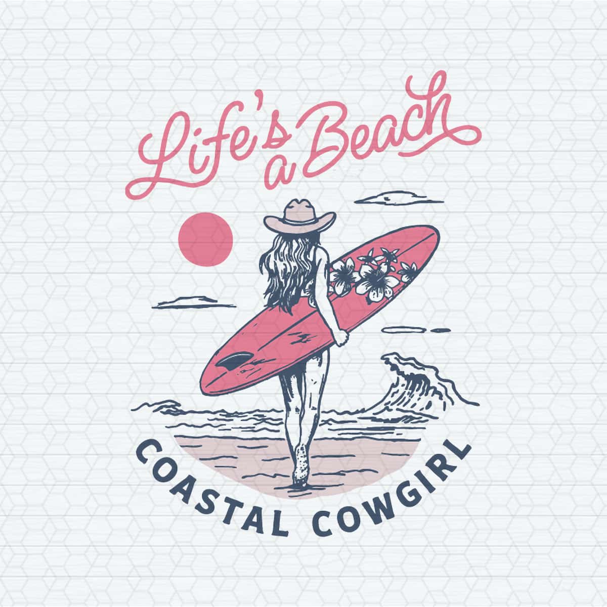 Retro Coastal Cowgirl PNG Vintage Surf Girl Illustration Boh | Inspire ...