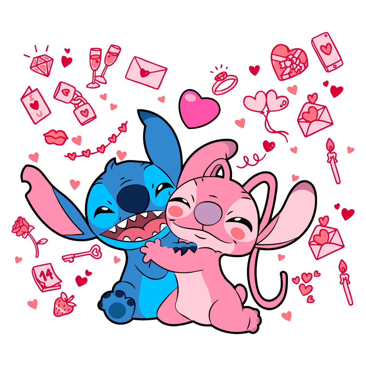 Vintage Disney Lilo And Stitch Hug Couple Valentine SVG | Inspire Uplift