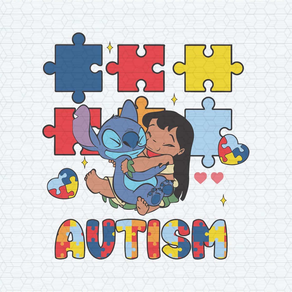 Disney Autism Lilo Holding Stitch Autism SVG - Inspire Uplift