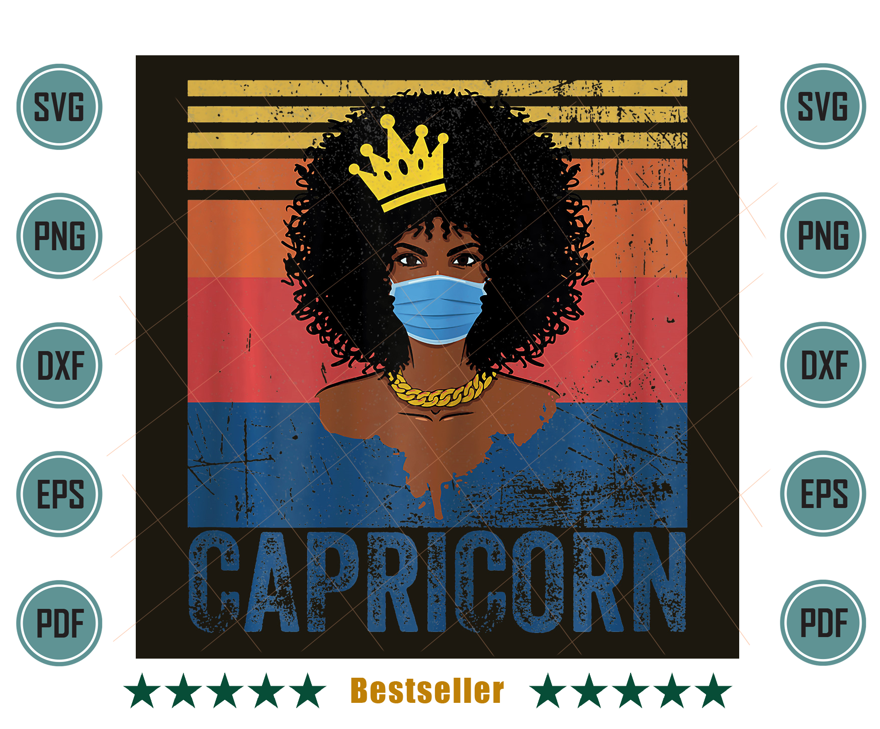 Black Girl Birthday Capricorn Queen Mask Png BD06082021HT8 | Inspire Uplift