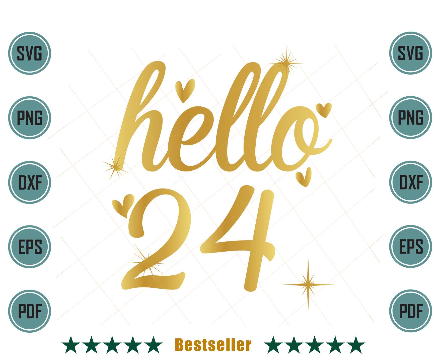 Hello 24 Happy 24th Birthday Girl Svg - Inspire Uplift