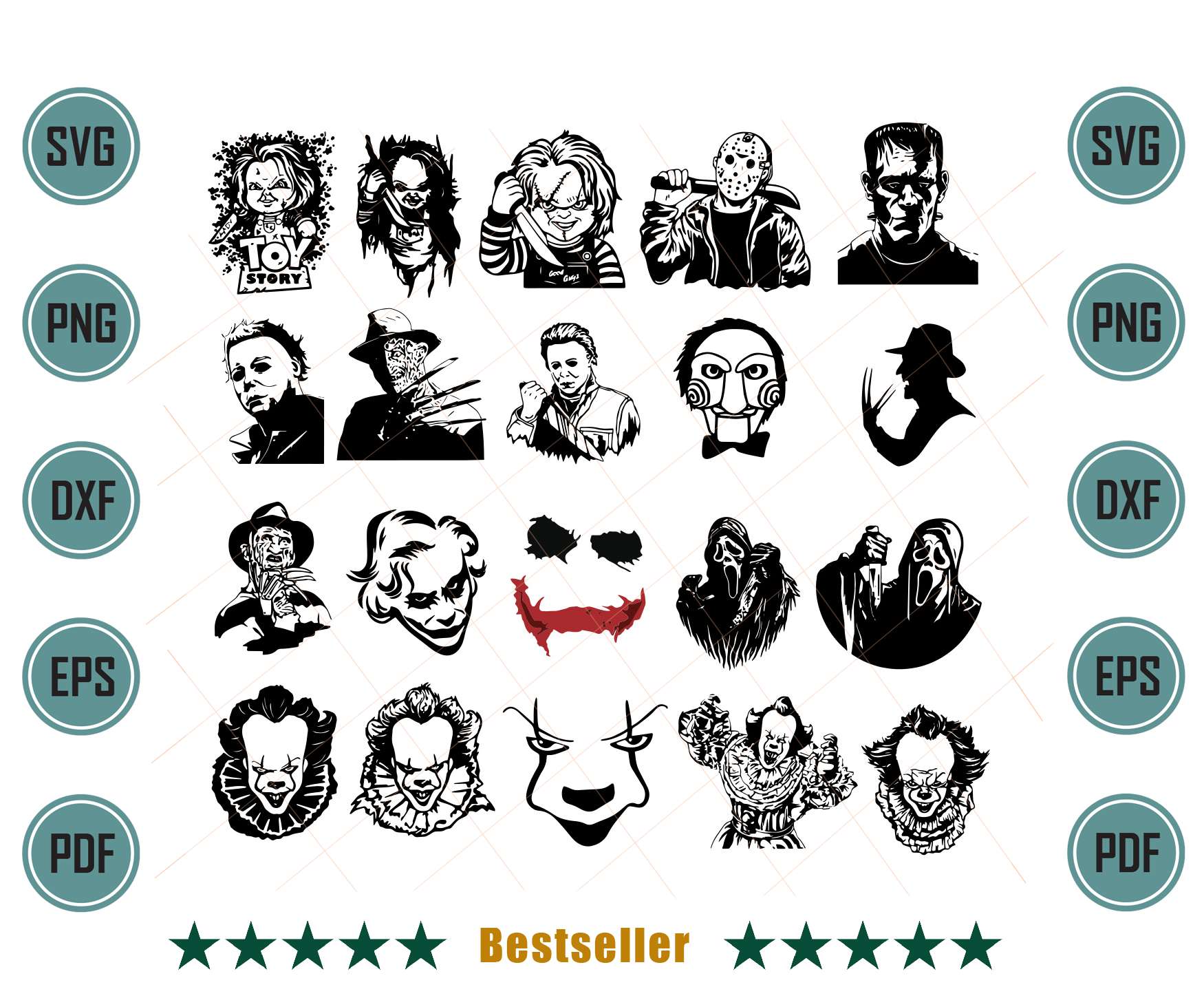 Horror Movie Killers Characters Svg | Inspire Uplift