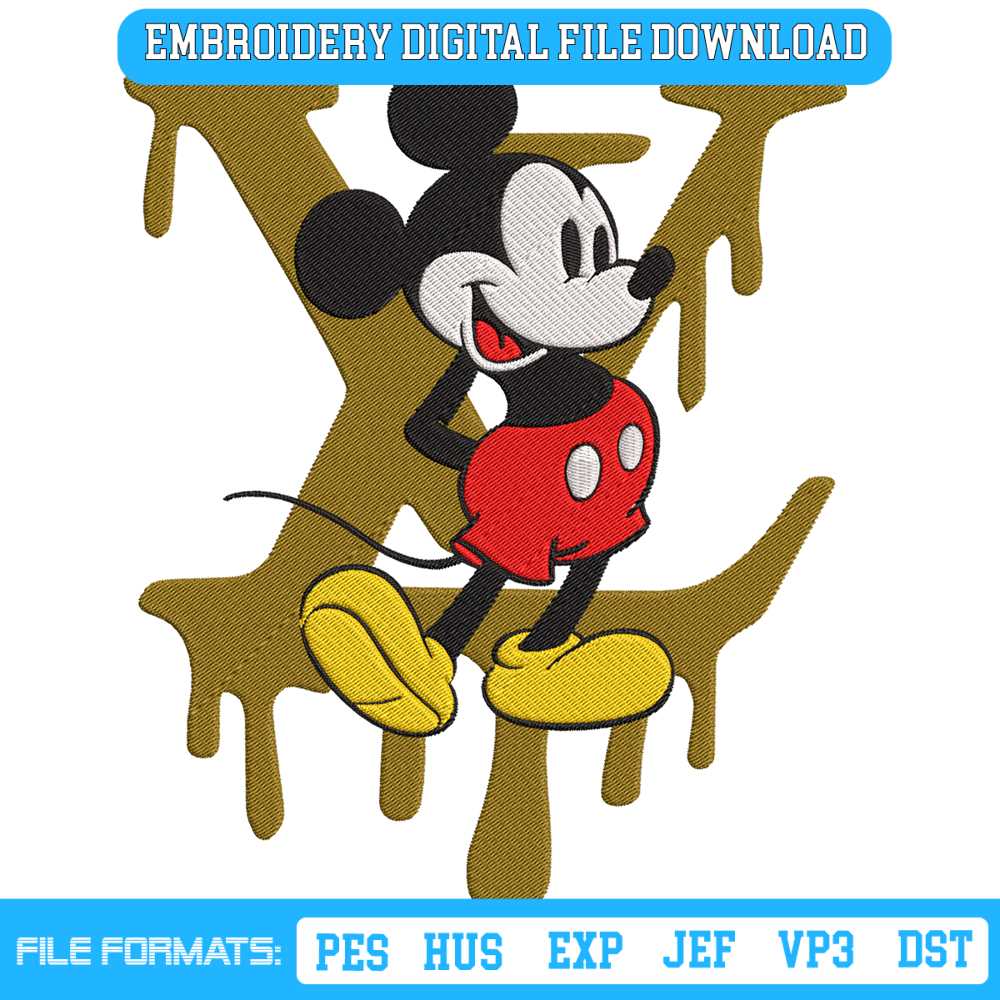 Inspired Mickey Mouse LV Dripping Embroidery Design - Inspire Uplift
