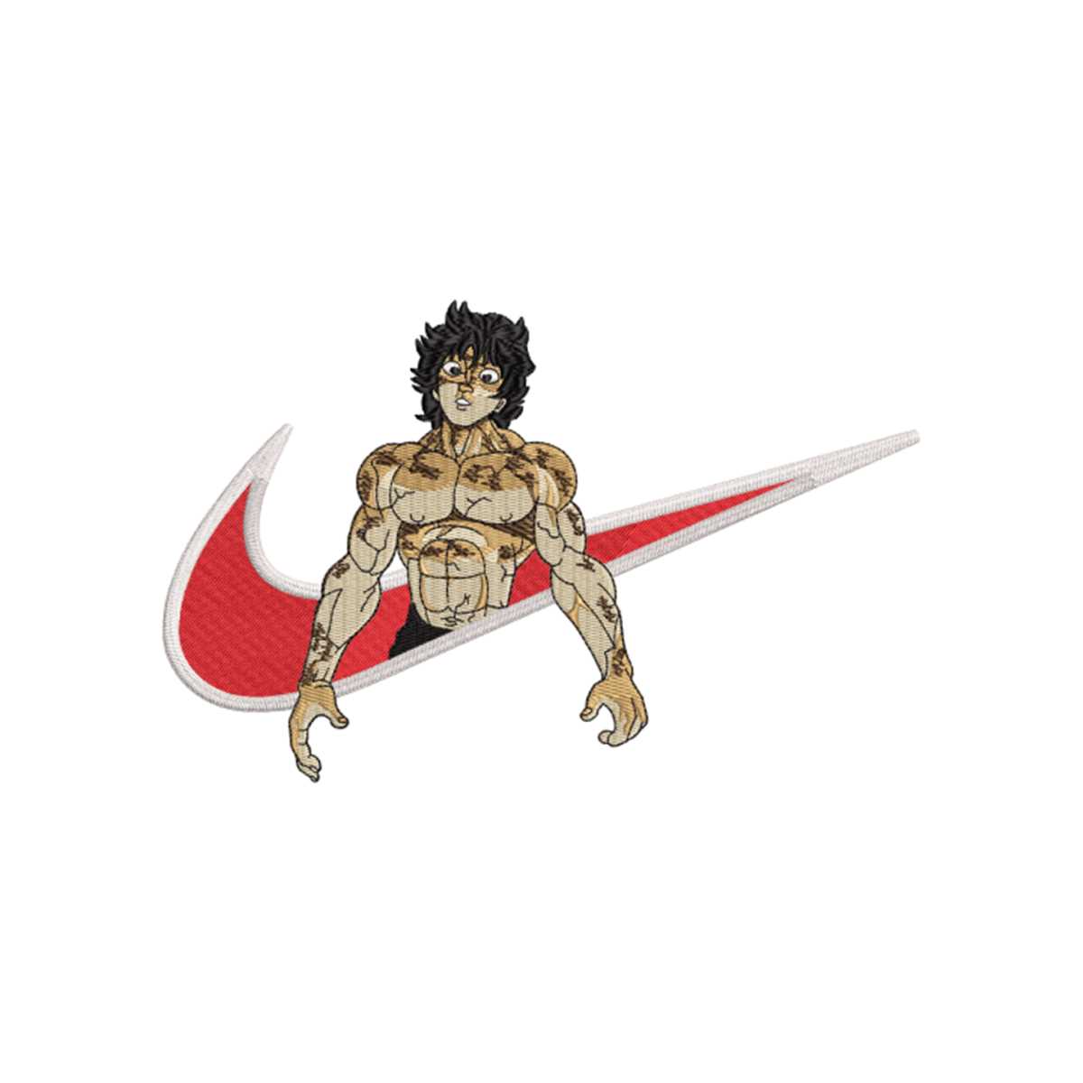 Baki x Nike Logo Anime Baki Hanma Embroidery Design Instant - Inspire ...