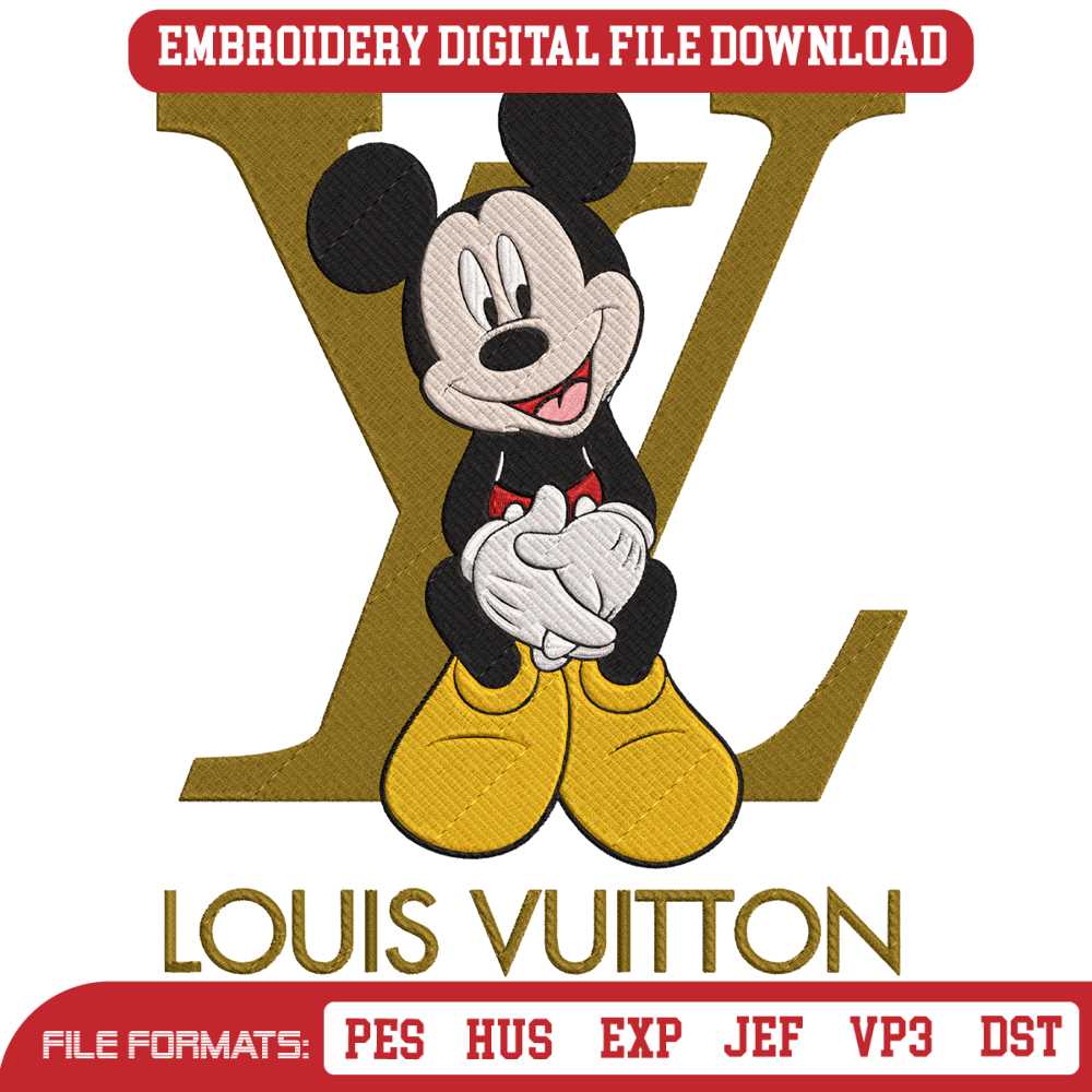 Mickey Mouse Louis Vuitton Logo Embroidery Design - Inspire Uplift