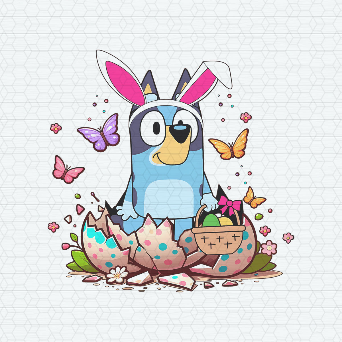 Funny Bluey Bunny Easter Eggs Vibes PNG - Inspire Uplift