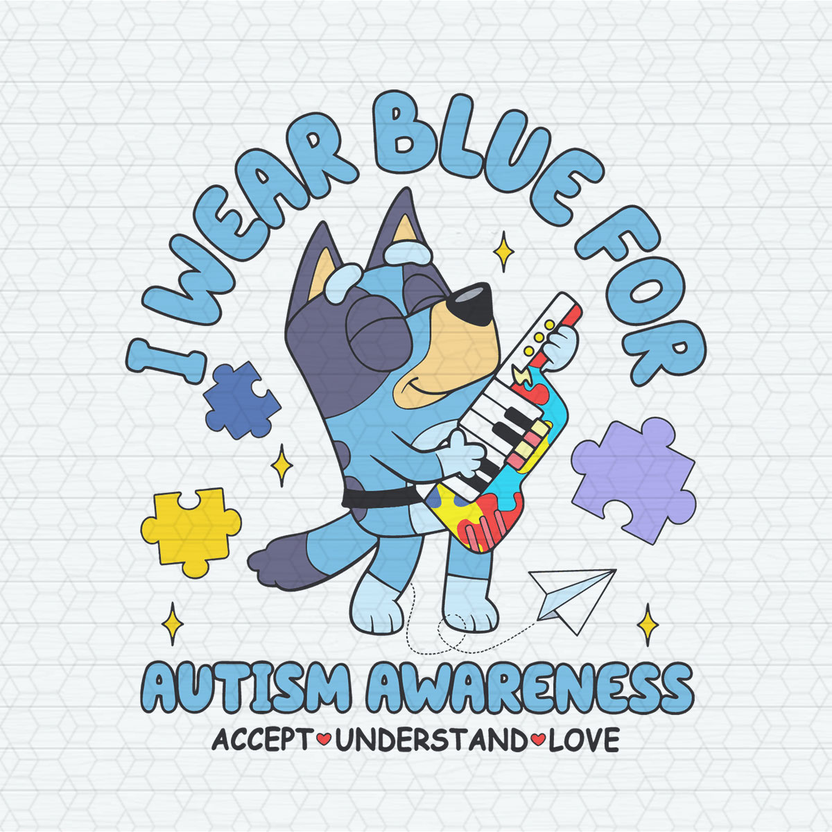 Bluey Cartoon I Wear Blue For Autism Awareness SVG | Inspire Uplift