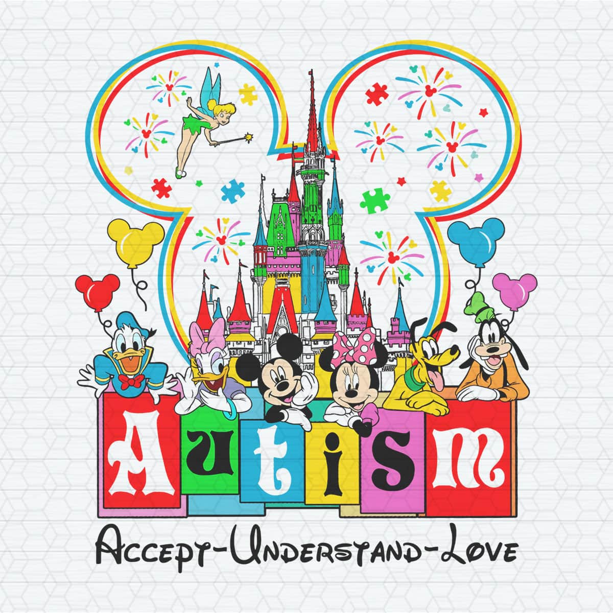 Autism Awareness Disney Accept Understand Love PNG | Inspire Uplift