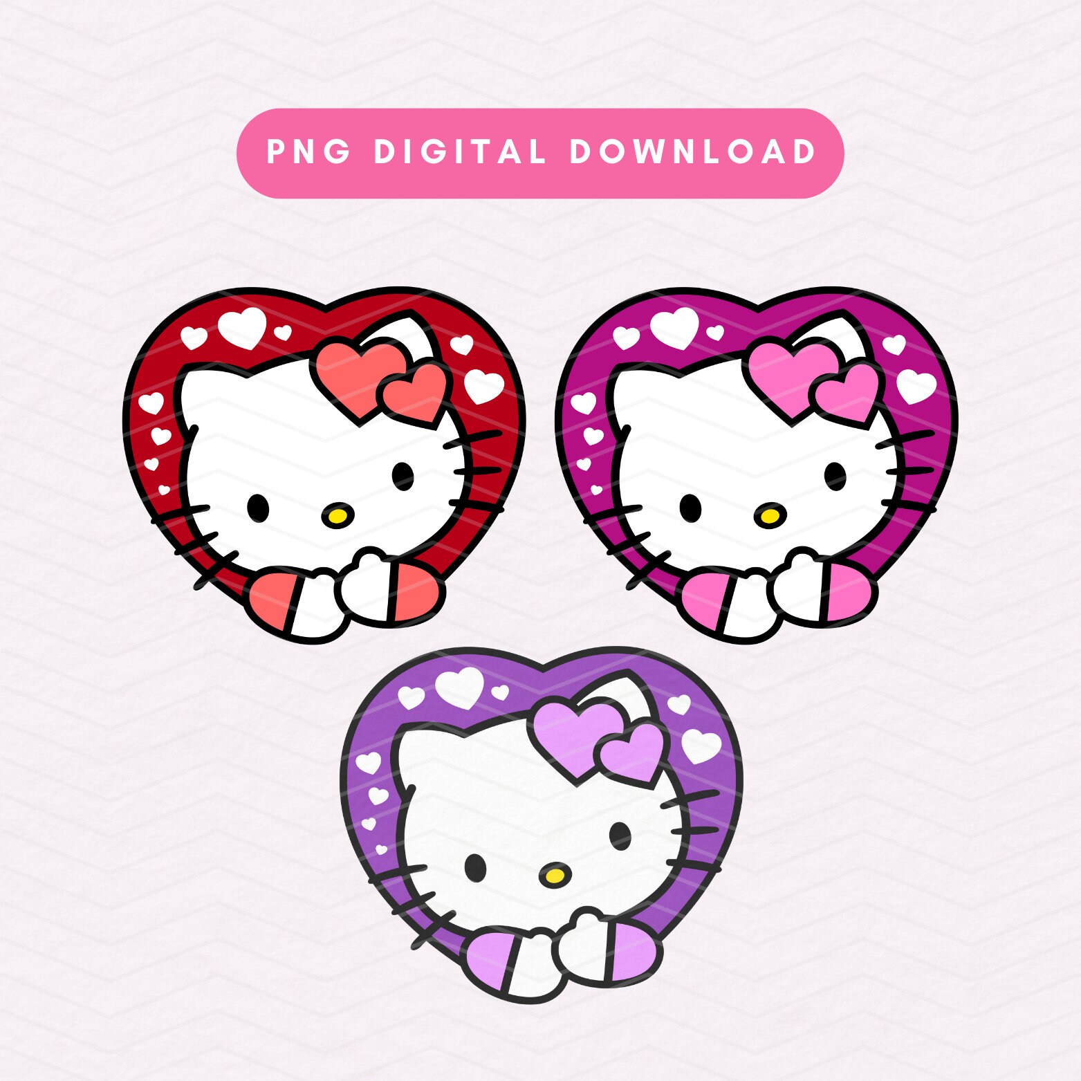 Heart Kawaii Kitty PNG, Valentine Kitty Sublimation Graphic, | Inspire ...