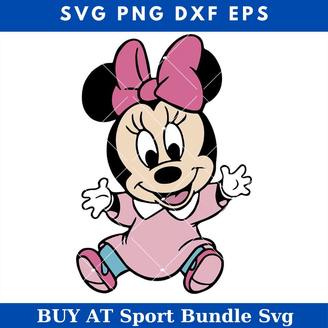 Happy Baby Minnie Smiling Svg, Minnie Mouse with Pink Dress | Inspire ...
