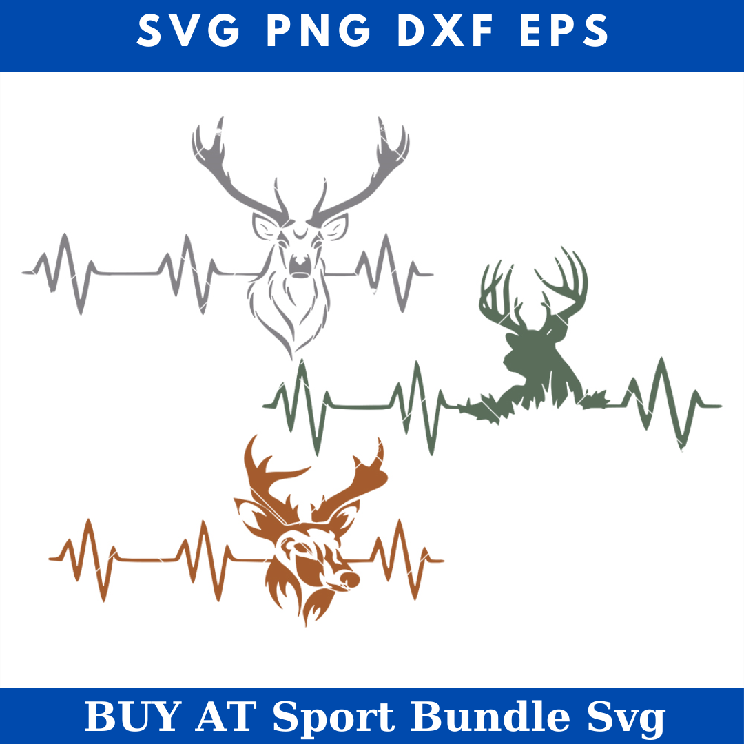 Hunting Heartbeat Svg, Deer Hunting Svg, Antler Svg - Inspire Uplift