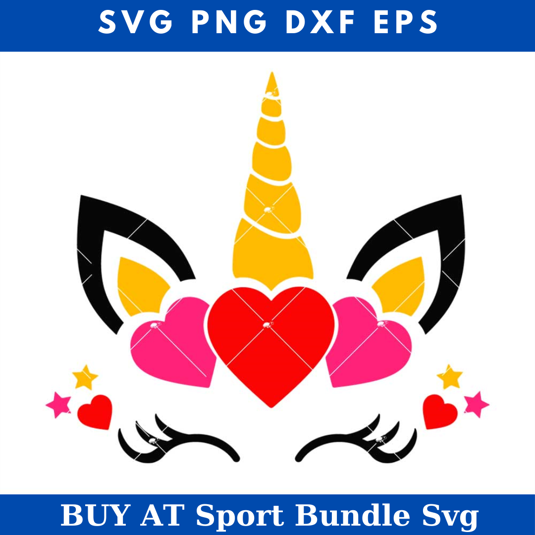 Unicorn with Hearts Svg, Unicorn Head Svg, Unicorn Face Svg | Inspire ...