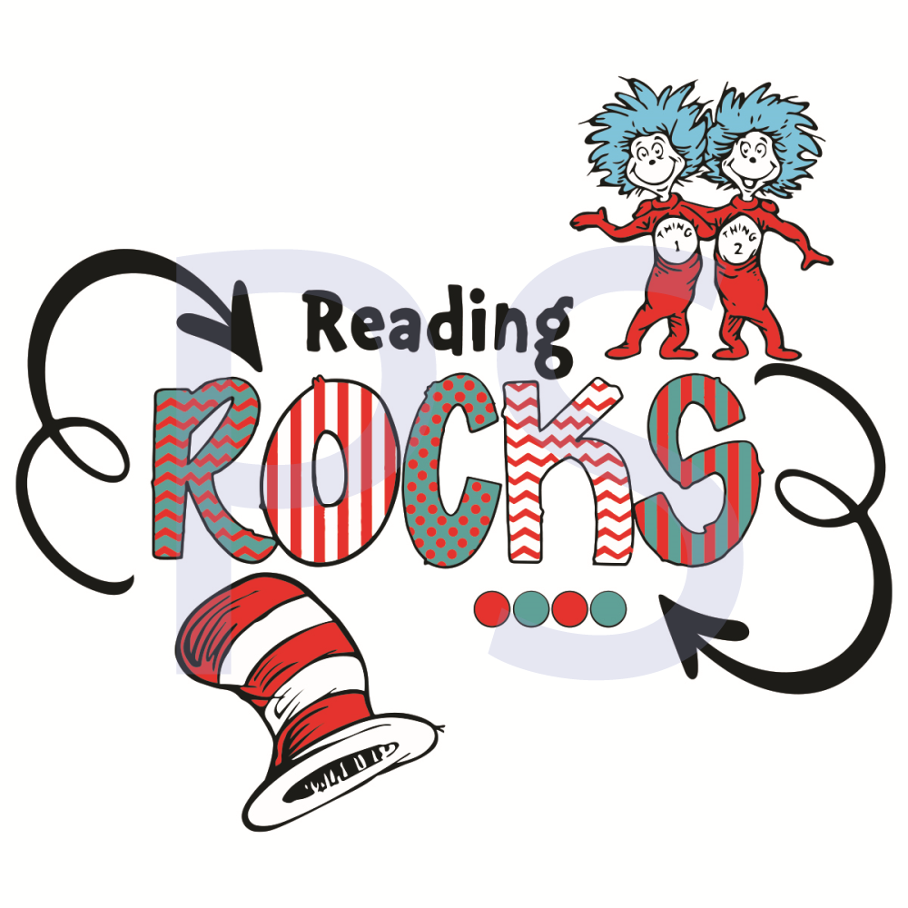 Dr Seuss Reading Rocks Svg, Dr Seuss Svg, The Cat In The Hat - Inspire ...
