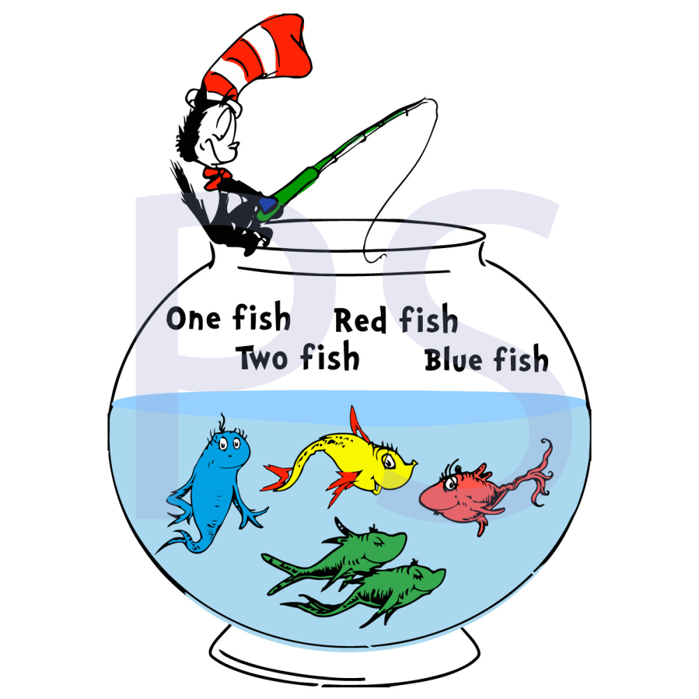 Dr Seuss One Fish Two Fish Blue Fish Red Fish Svg, Dr Seuss - Inspire ...