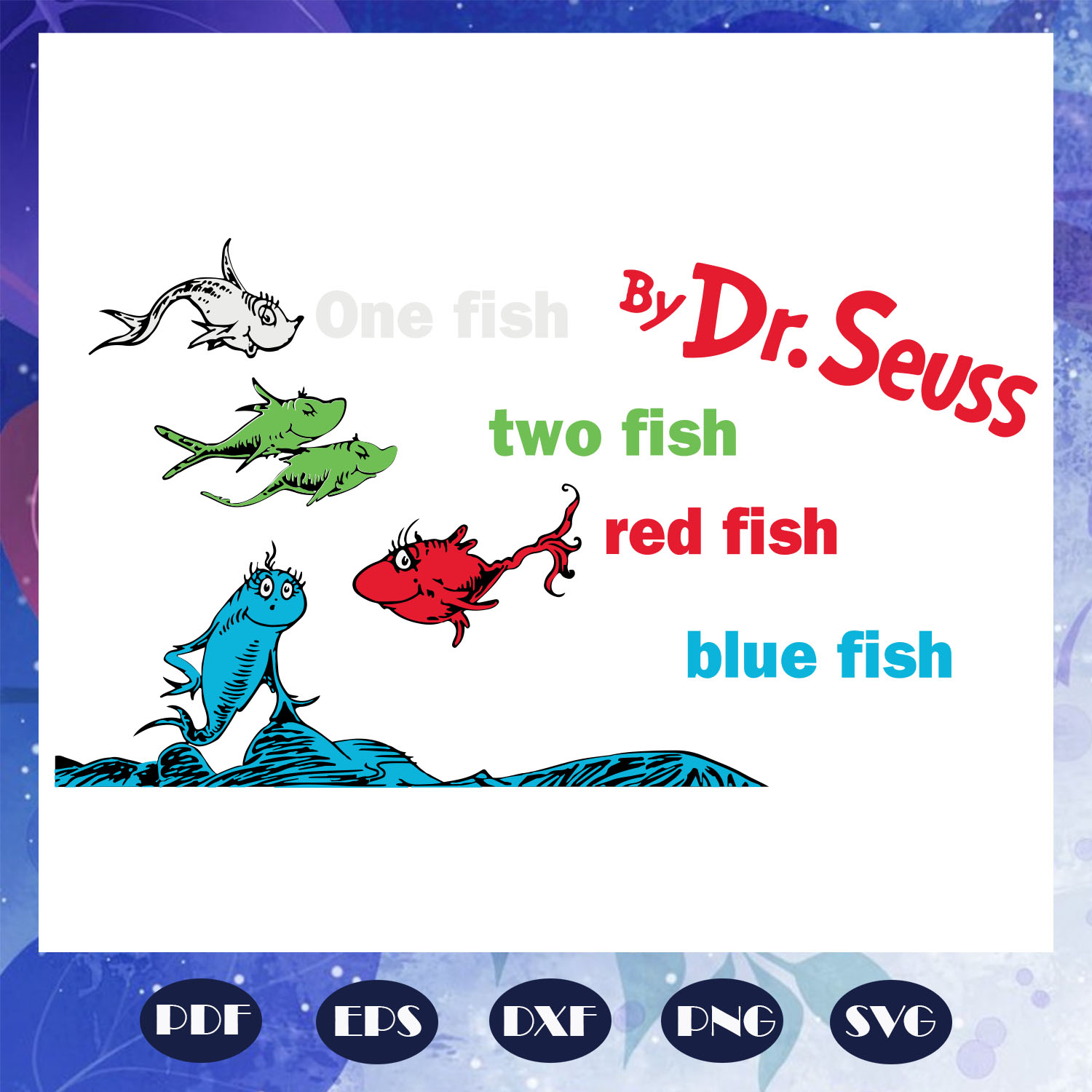 One fish two fish red fish blue fish, By Dr Seuss svg, Dr se | Inspire ...