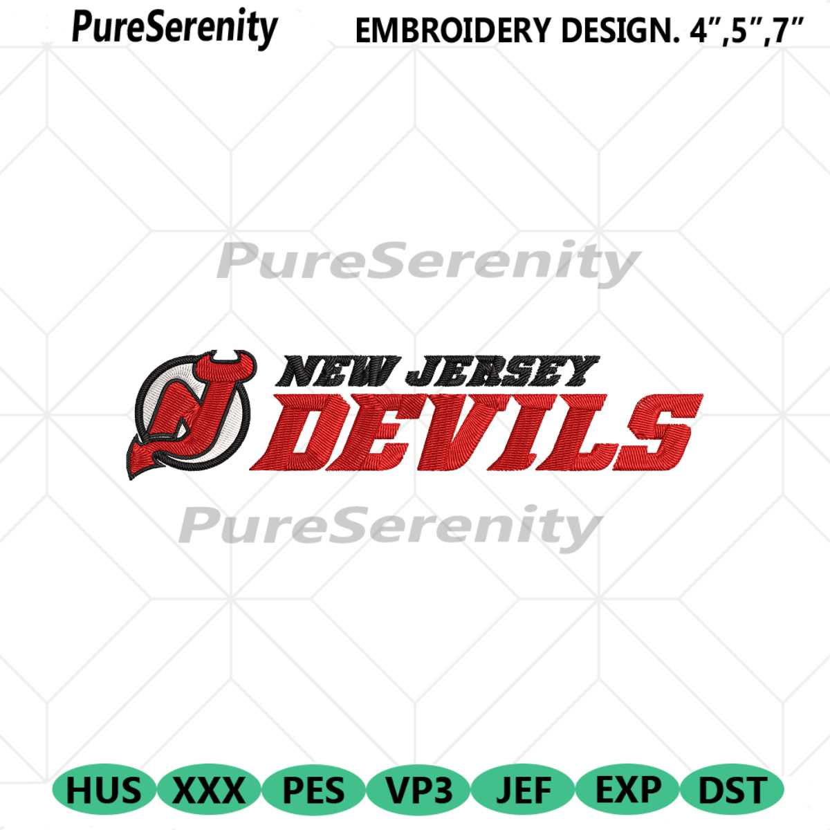 New Jersey Devils Wordmark Logo Machine Embroidery, New Jers | Inspire ...