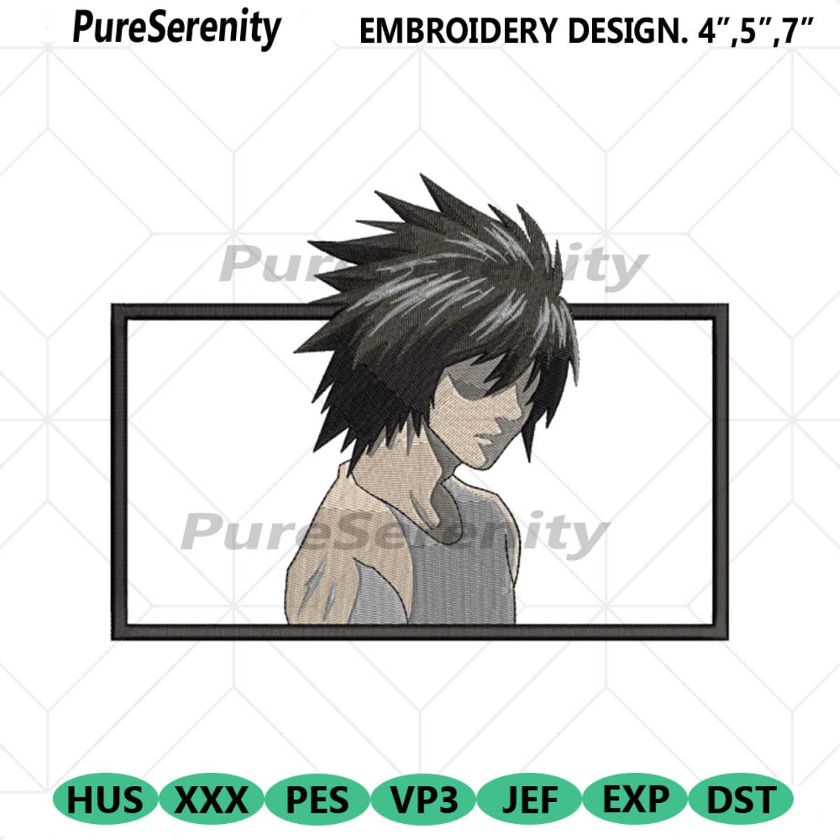 L Lawliet Box Anime Death Note Embroidery Design | Inspire Uplift