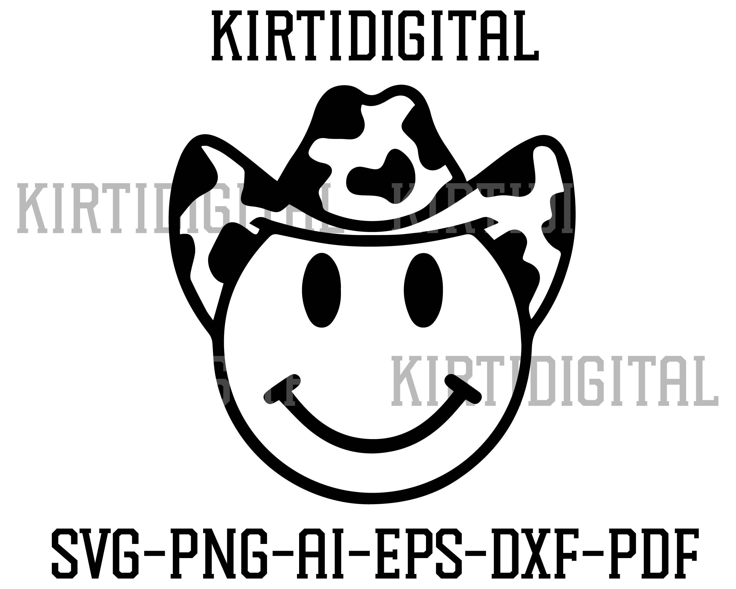 Cow Print Hat Smiley Face SVG PNG DXF Disco Cowboy Smiley Co - Inspire ...