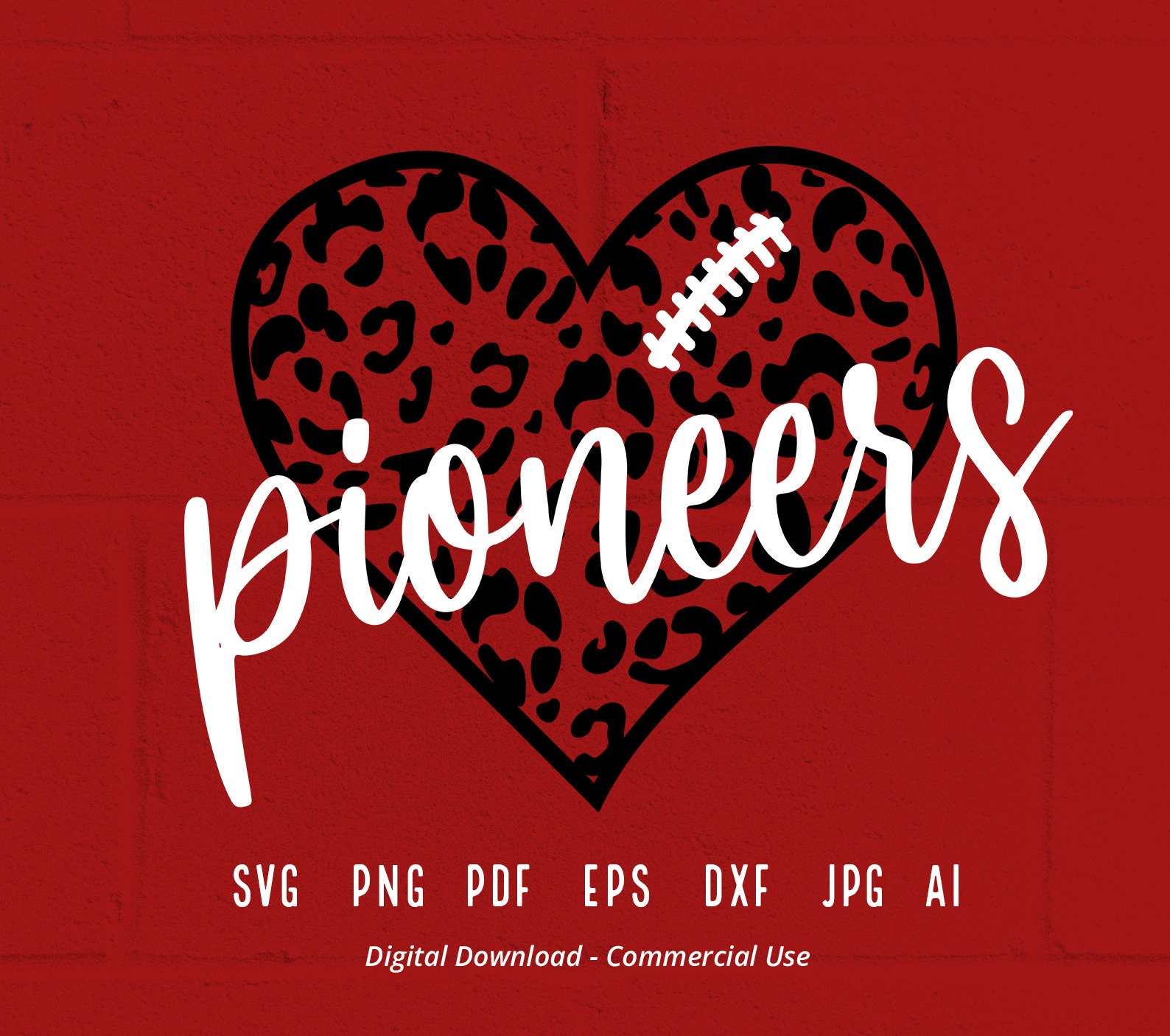 Leopard Heart Pioneers SVG, Pioneers Mascot svg - Inspire Uplift