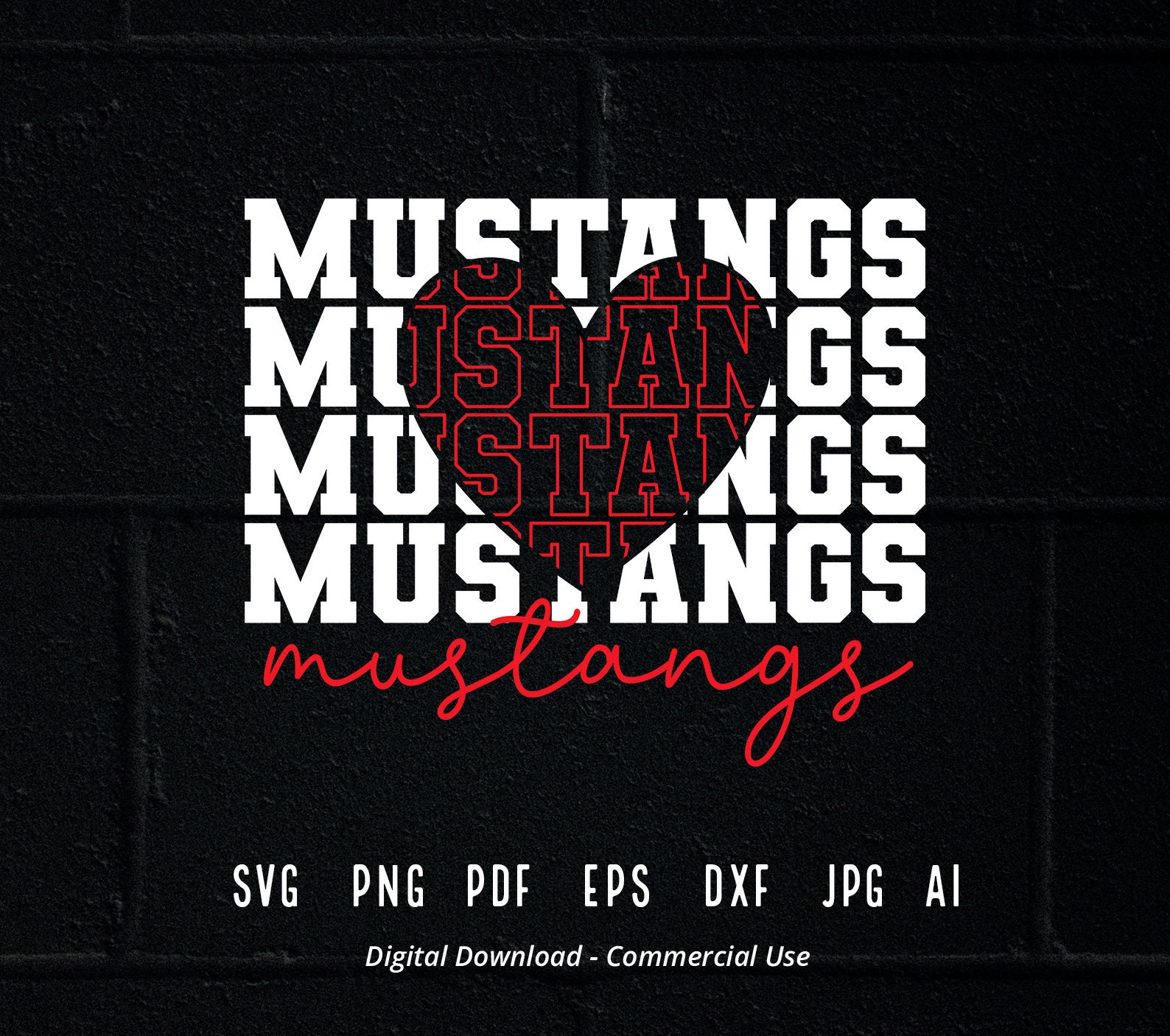 Stacked Mustangs SVG, Mustangs Mascot svg | Inspire Uplift