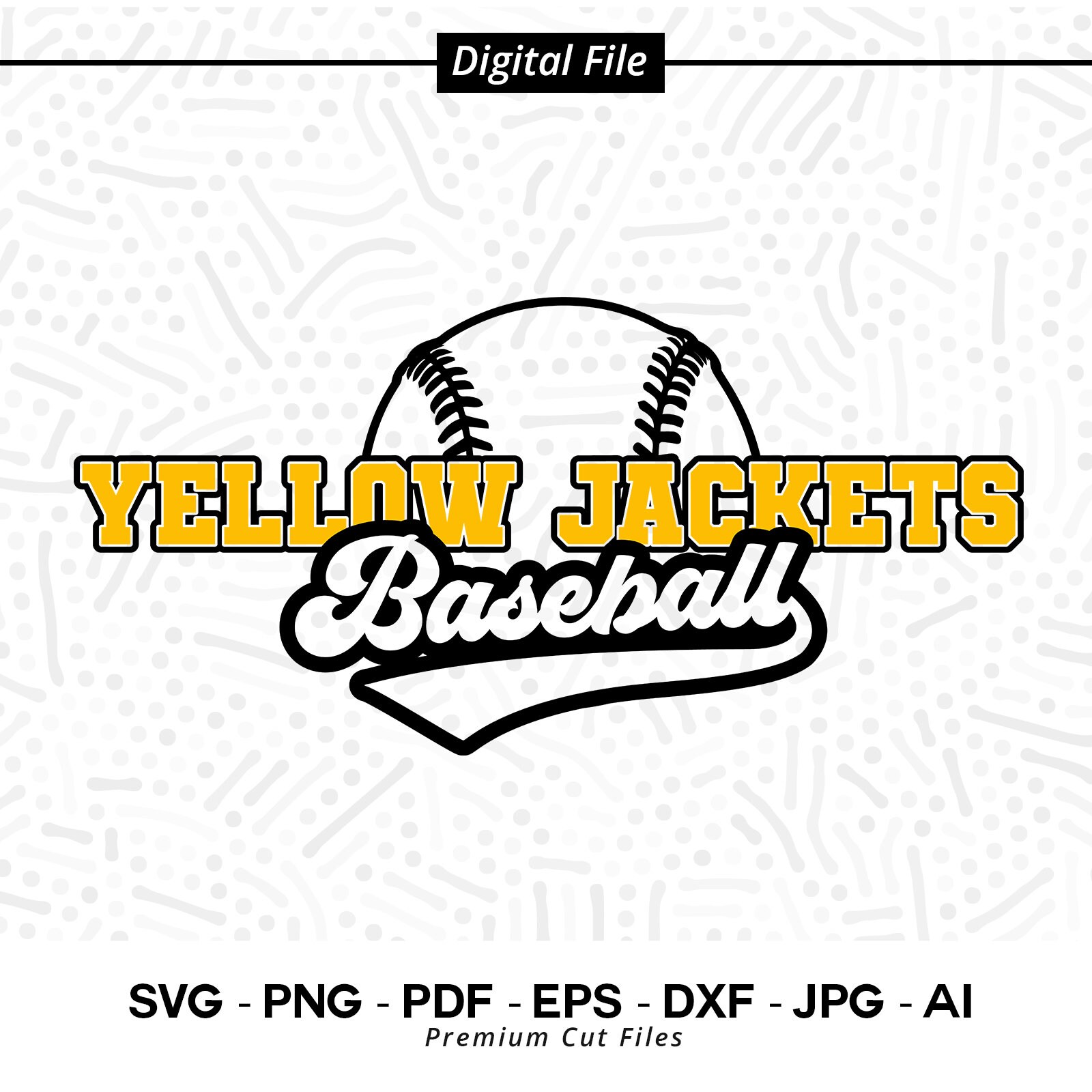 Baseball SVG PNG, Yellow Jacket Baseball | Inspire Uplift