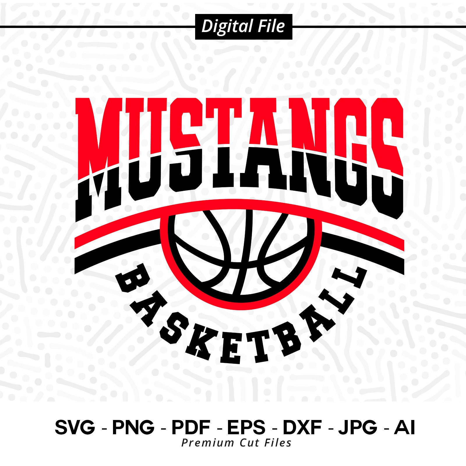 Basketball SVG PNG, Mustangs - Inspire Uplift