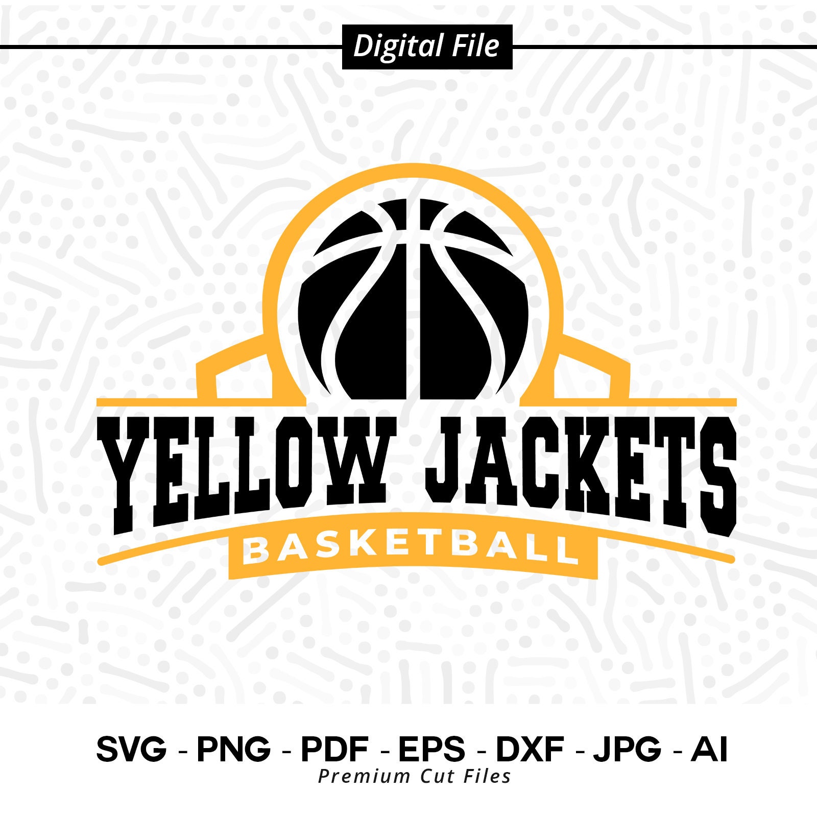 Basketball SVG PNG, Yellow Jackets - Inspire Uplift
