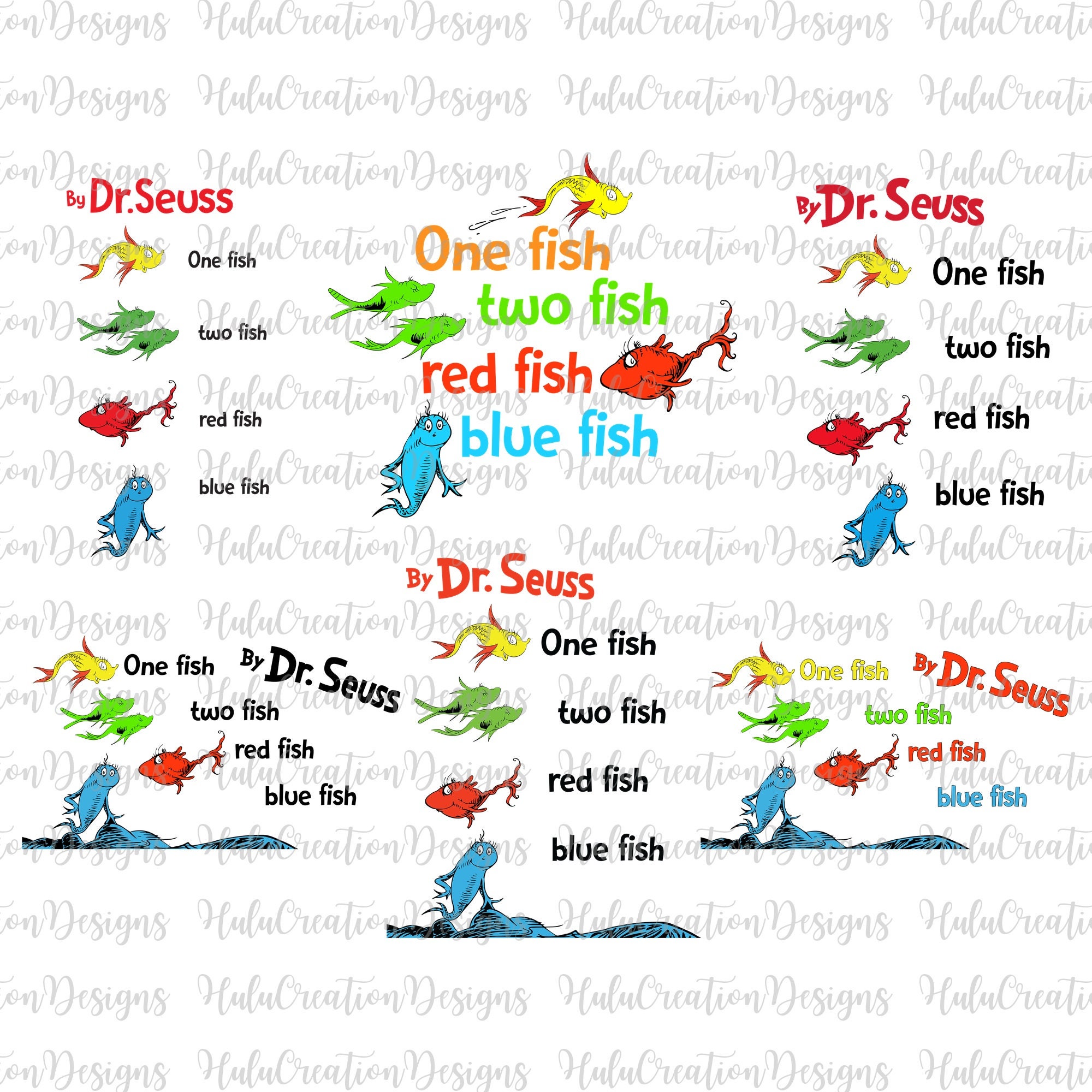 Bundle One Fish Two Fish Svg, Fishs Svg, Red Fish Blue Fish, - Inspire ...