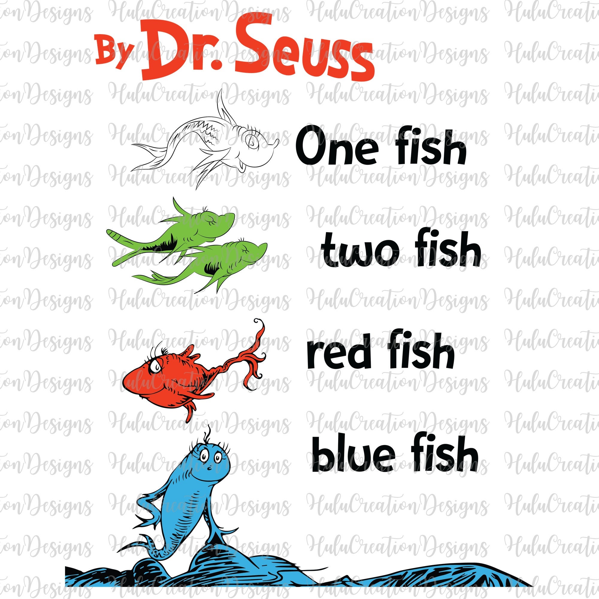 One Fish Two Fish Svg, Fishs Svg, Red Fish Blue Fish, Cat In | Inspire ...