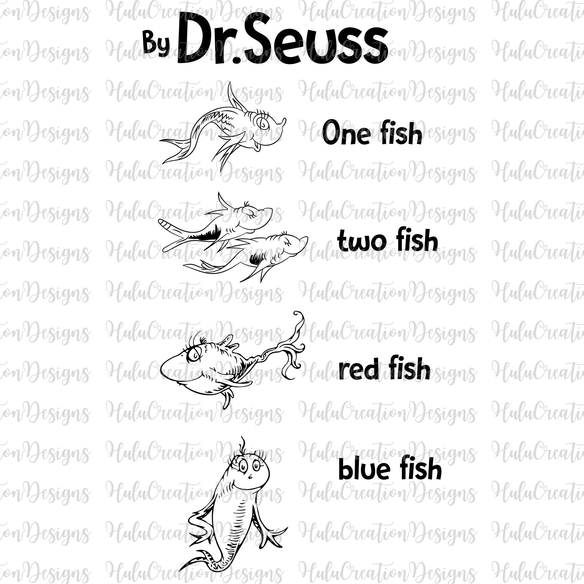 One Fish Two Fish Svg, Fishs Svg, Red Fish Blue Fish, Cat In | Inspire ...