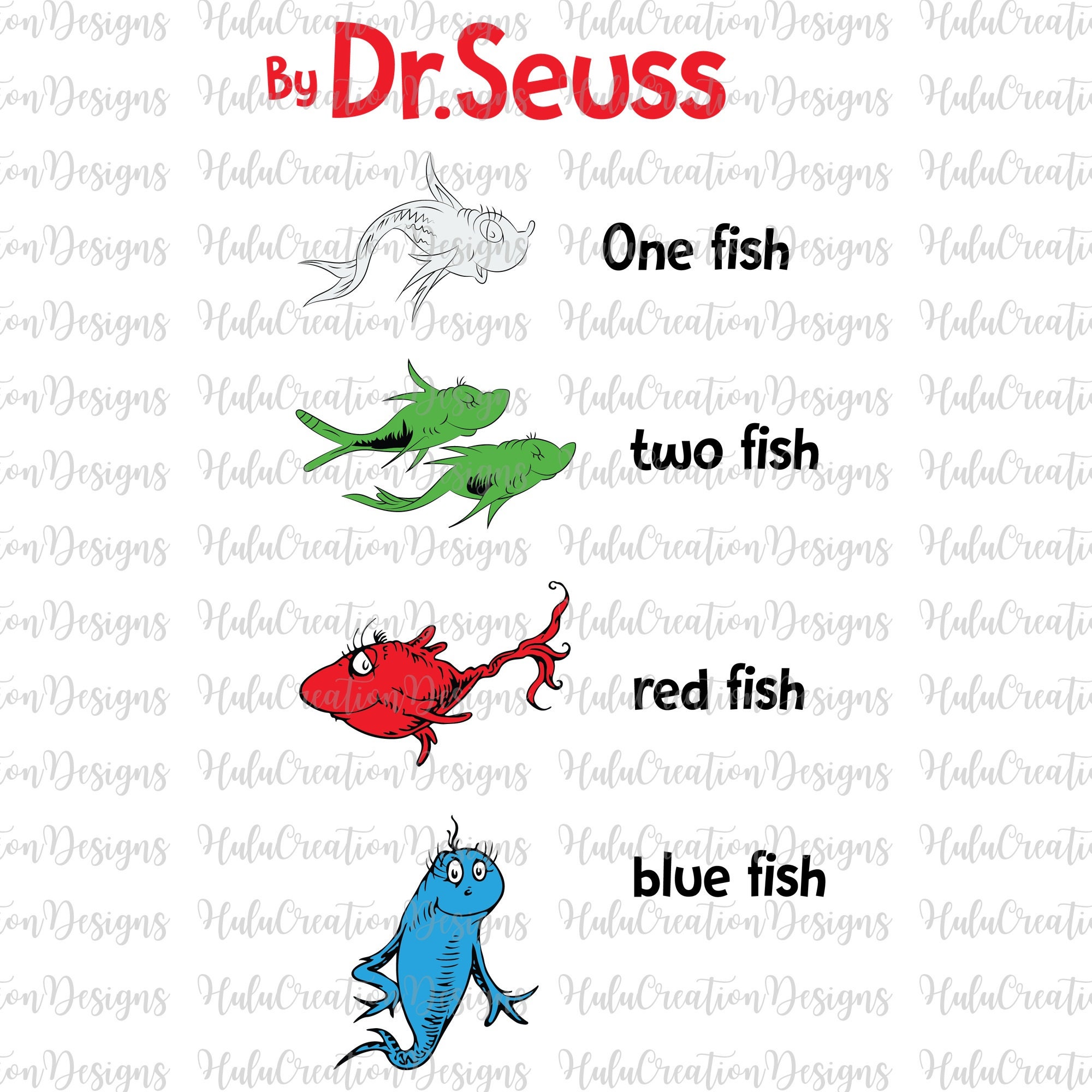 One Fish Two Fish Svg, Fishs Svg, Red Fish Blue Fish, Readin - Inspire ...