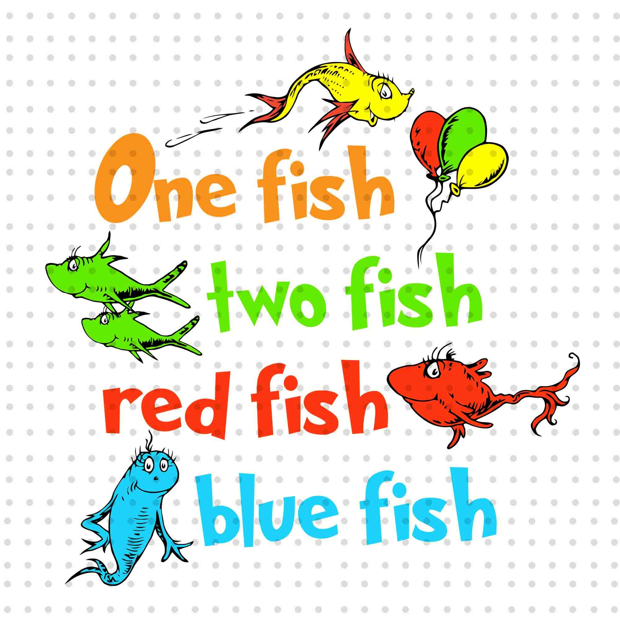 One Fish Two Fish Red Fish Blue Fish PNG, Cat In The Hat Png | Inspire ...