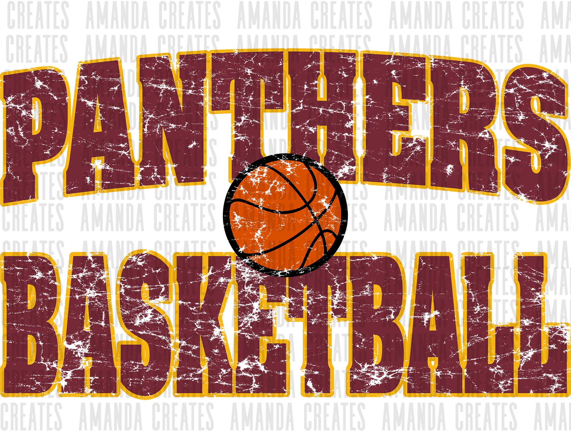 Panthers Basketball Distressed Mascot Design PNG, Digital Do | Inspire ...