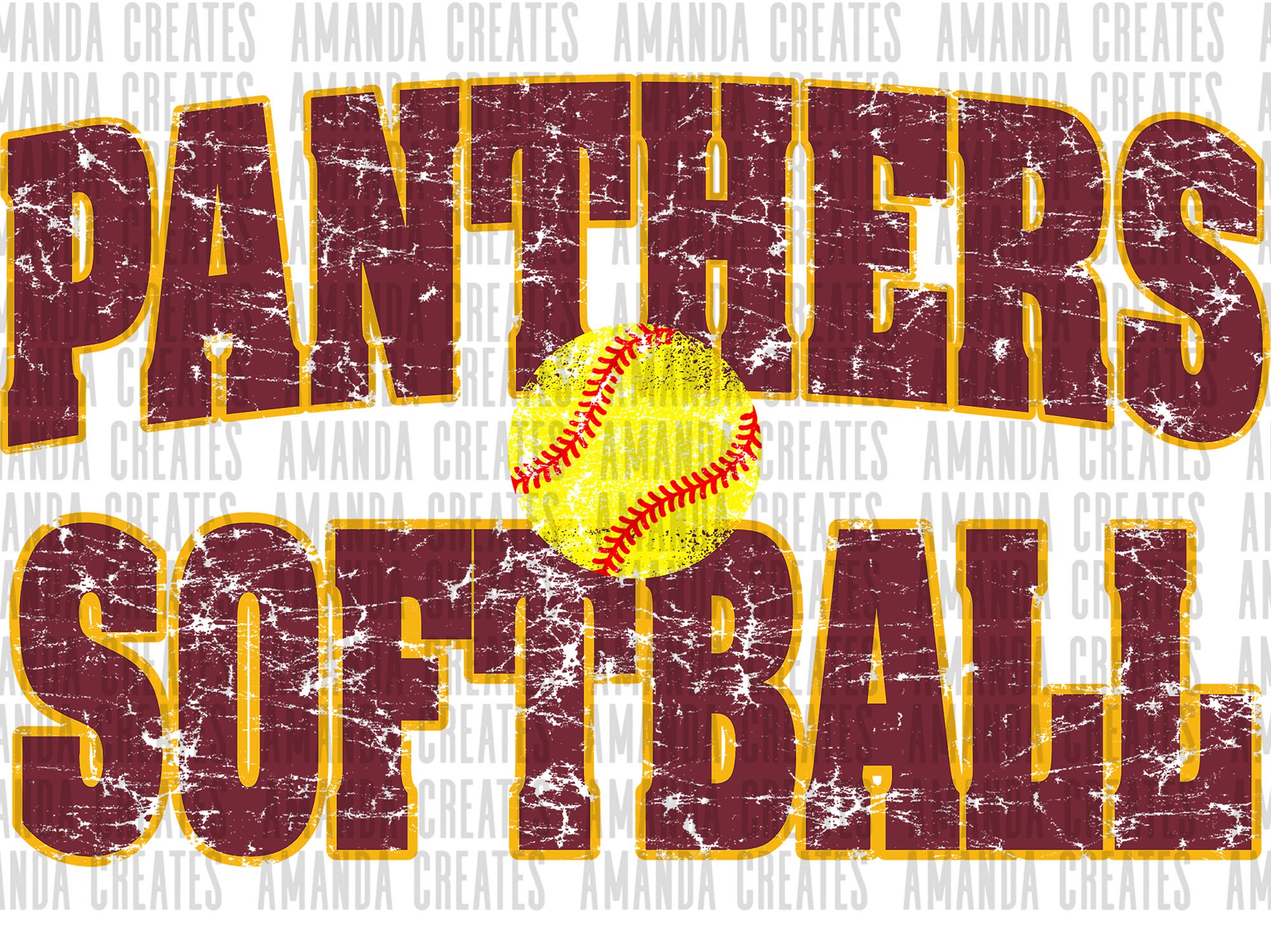 Panthers Softball Distressed Mascot Design PNG, Digital Down | Inspire ...