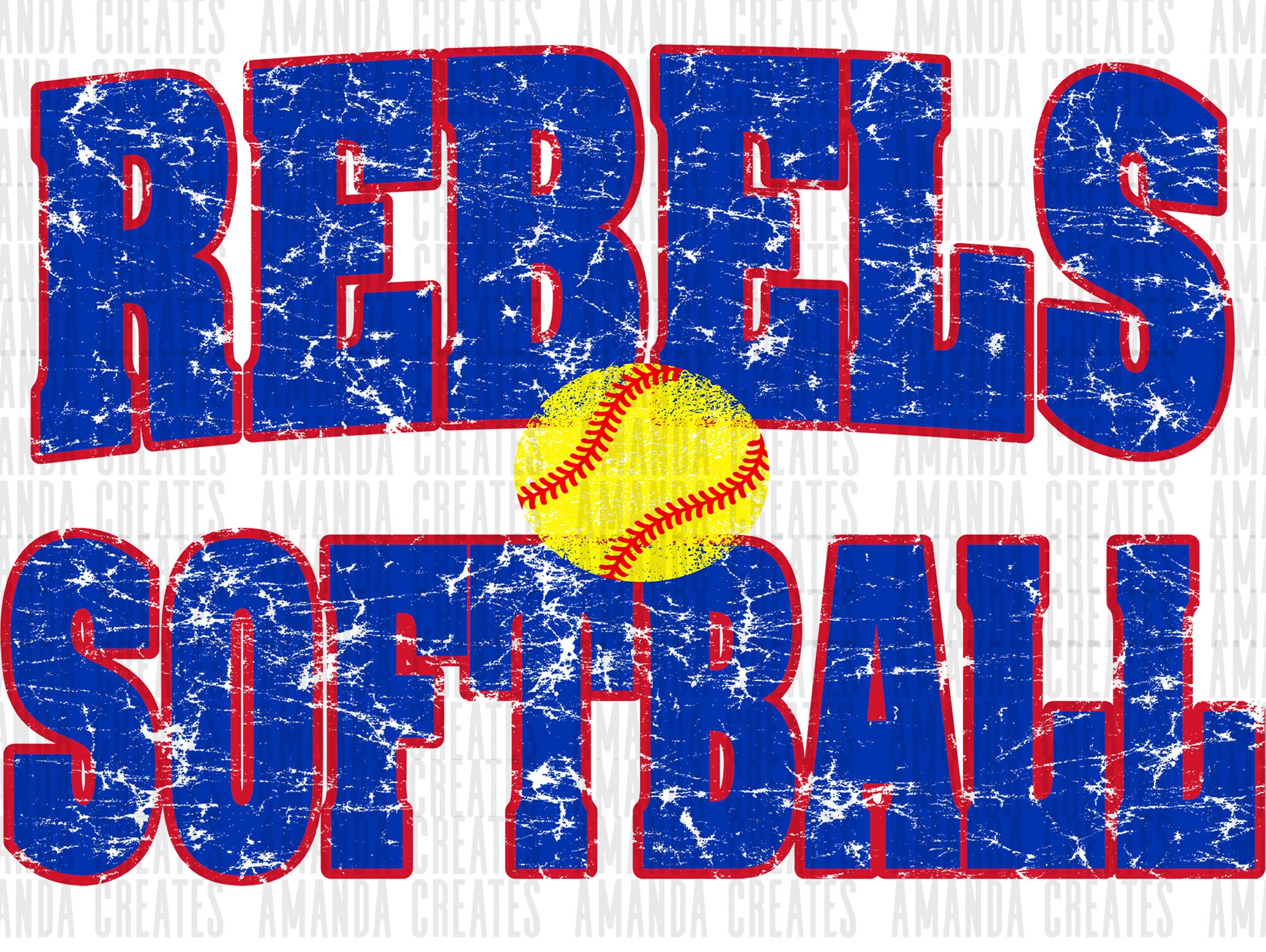 Rebels Softball Distressed Mascot Design PNG, Digital Downlo | Inspire ...