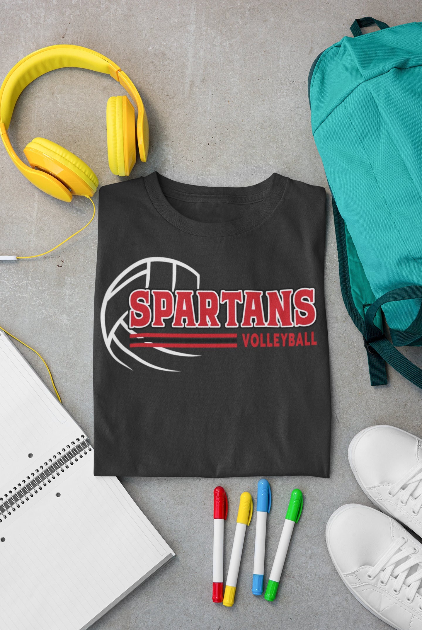Spartans Volleyball Digital Design Red & Black PNG - Perfect - Inspire ...