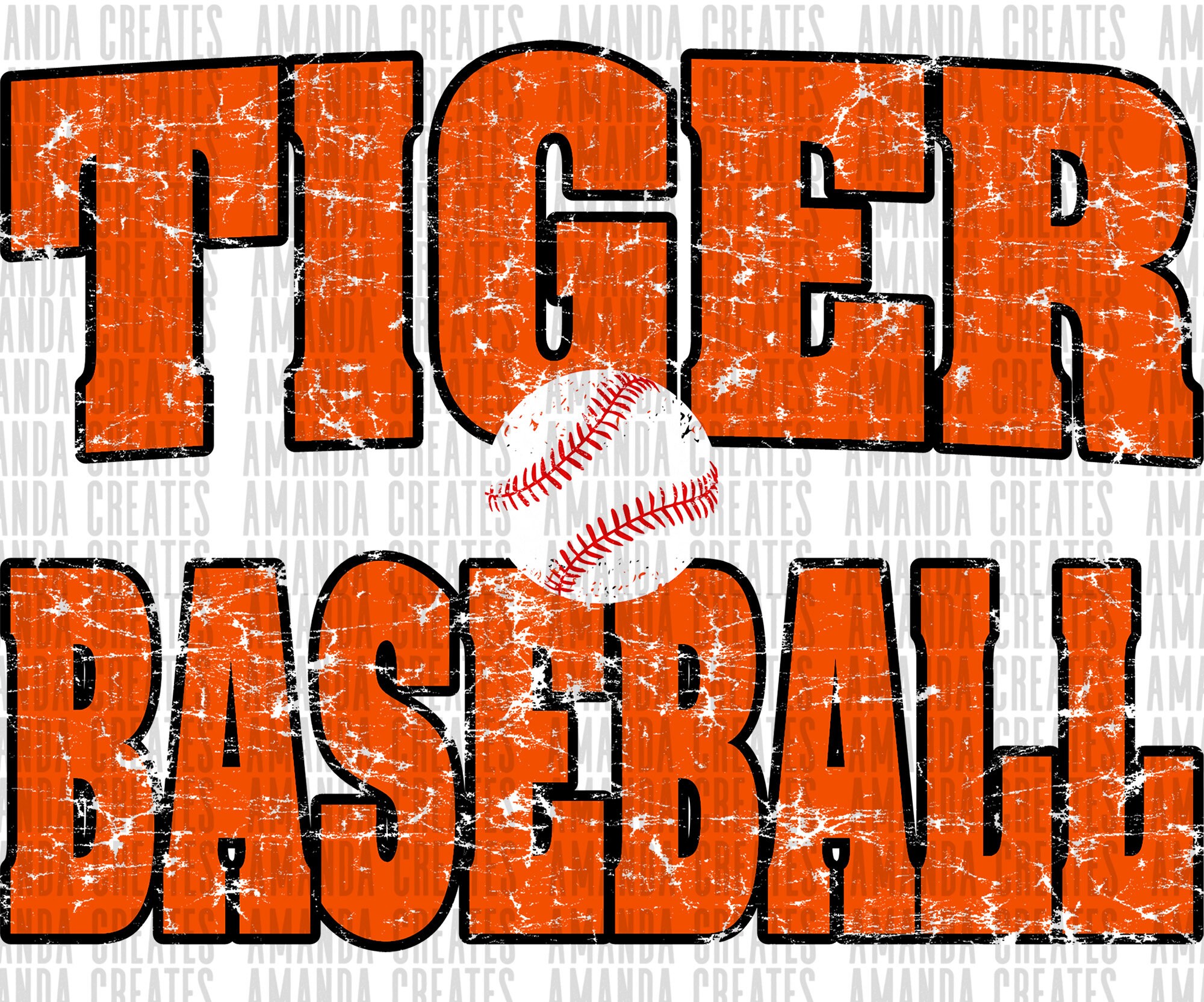 Tiger Baseball Distressed Mascot Design PNG, Digital Downloa | Inspire ...