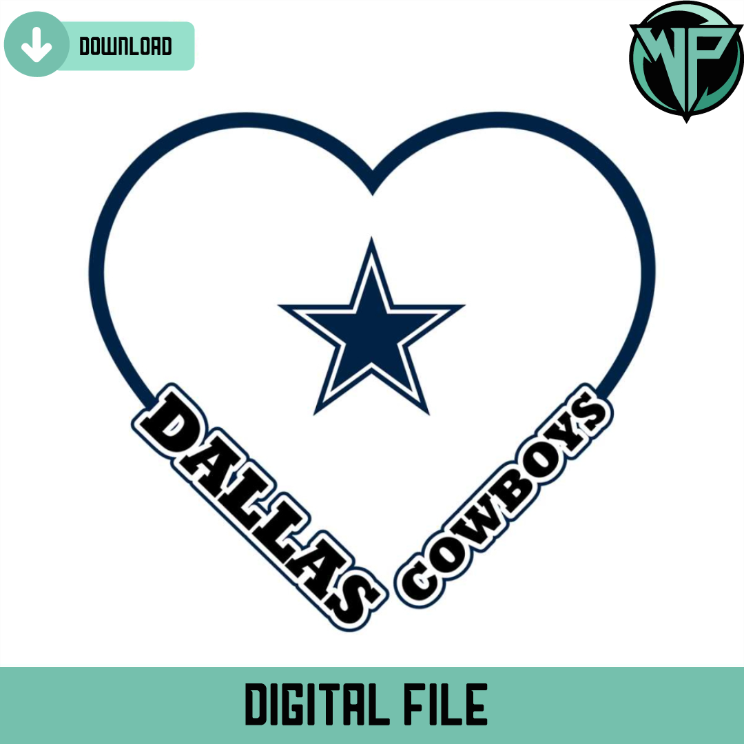 Cowboys Heart Svg Digital Download | Inspire Uplift