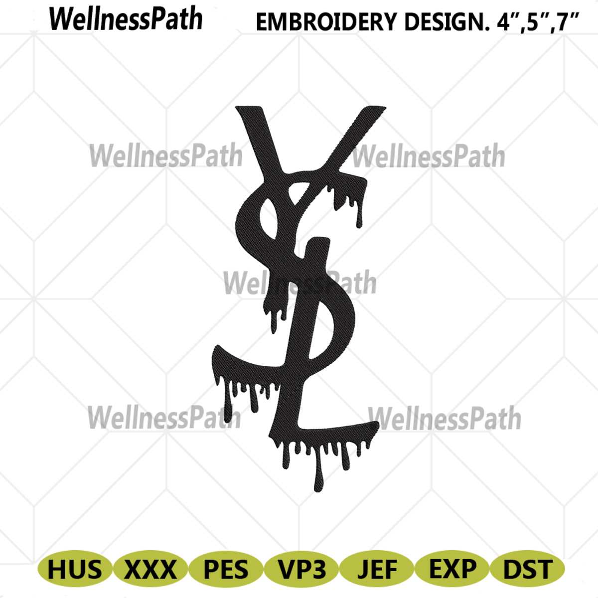YSL Symbol Logo Dripping Embroidery Instant Download | Inspire Uplift