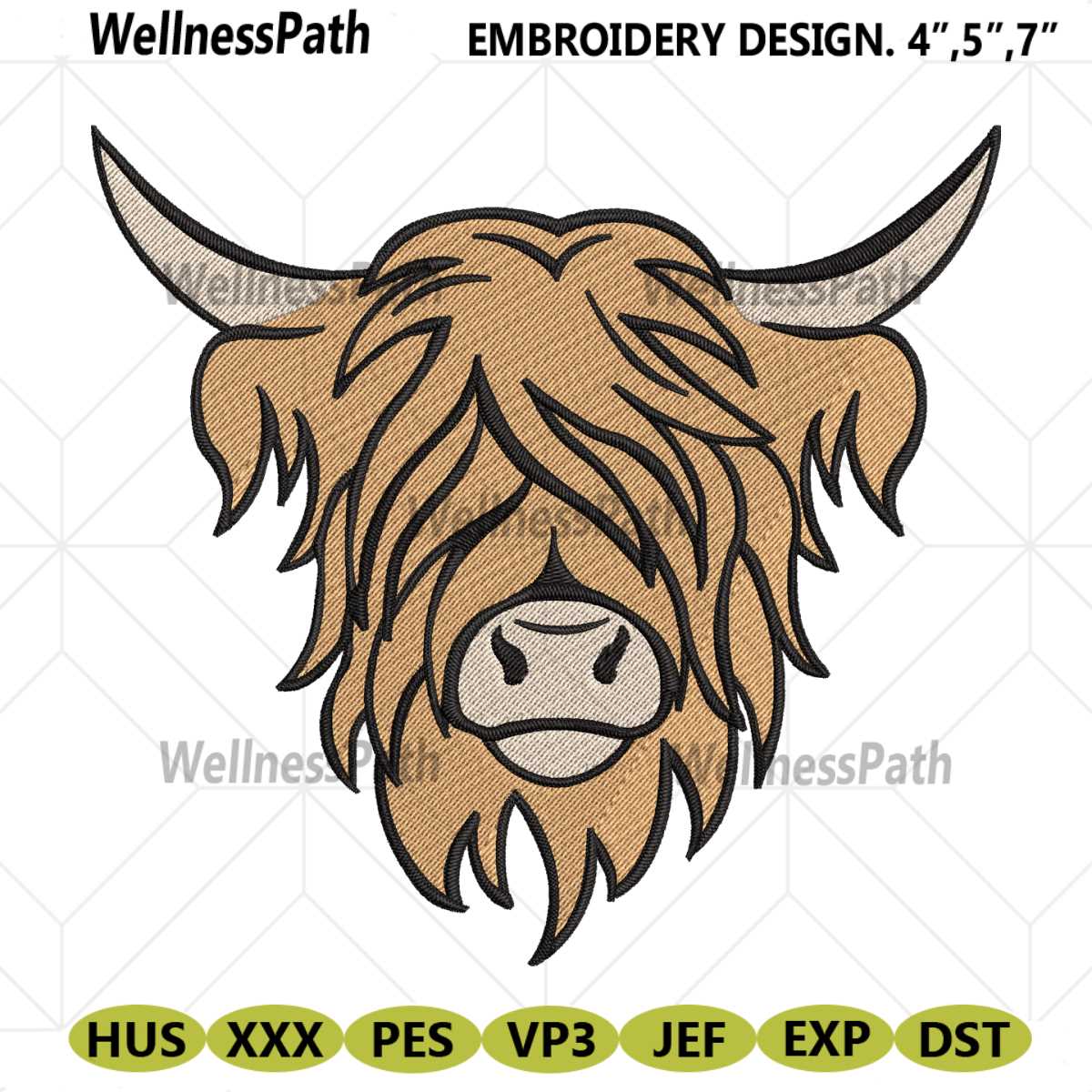 Cow Embroidery Design, Highland Cow Embroidery Instant Files | Inspire ...